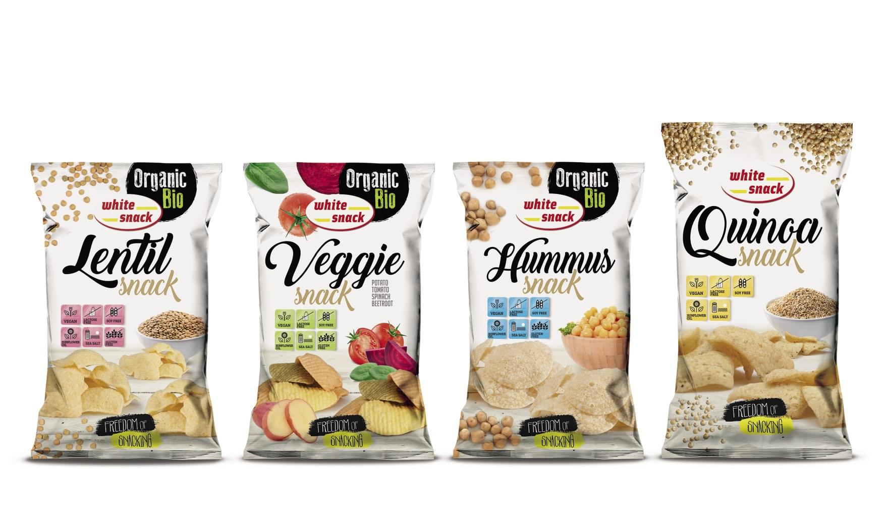 WHITE SNACK BIO Lentil, BIO Veggie, BIO Hummus és Quinoa snackek ...